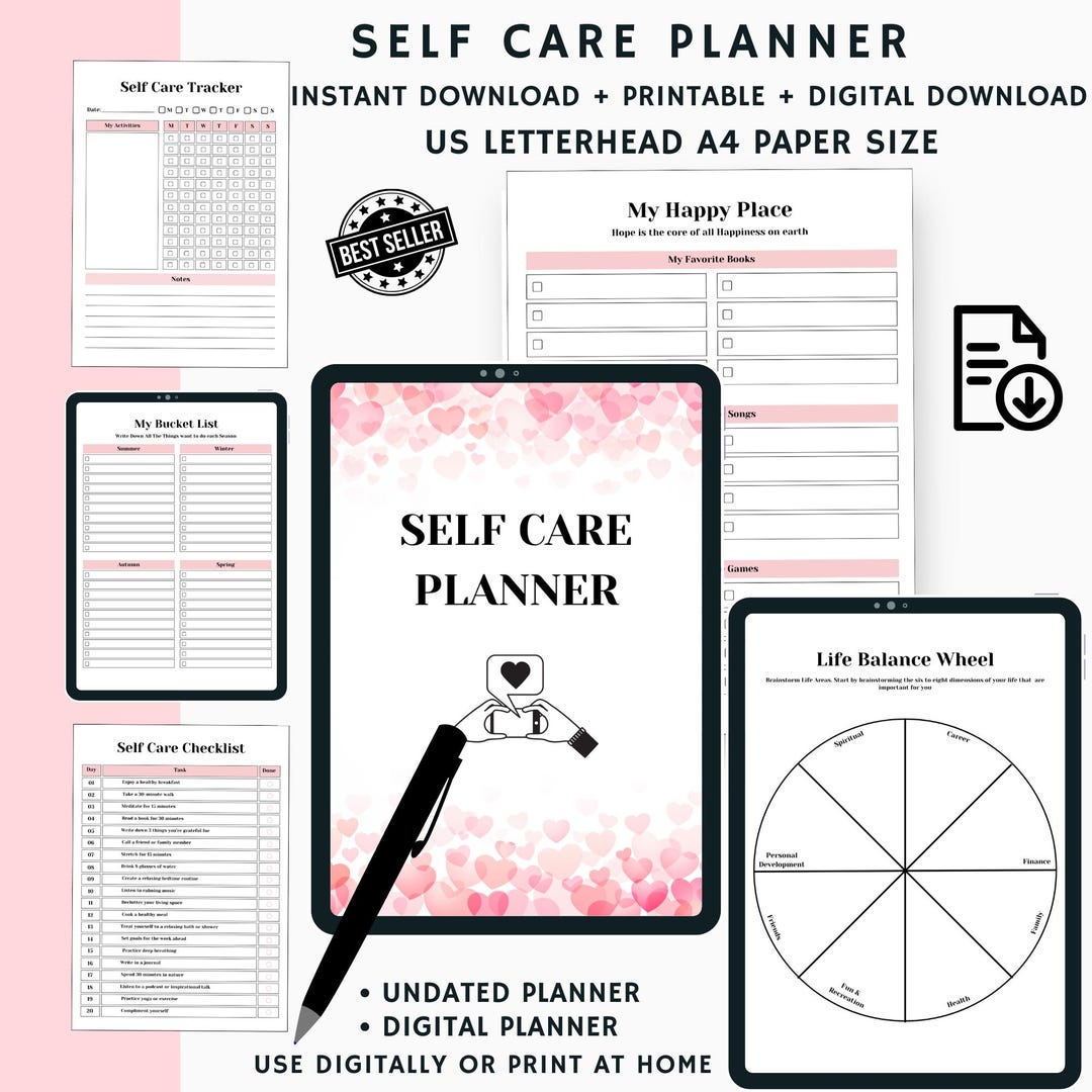 Self Care Planner Printable and Template For, Self-care Diary ...