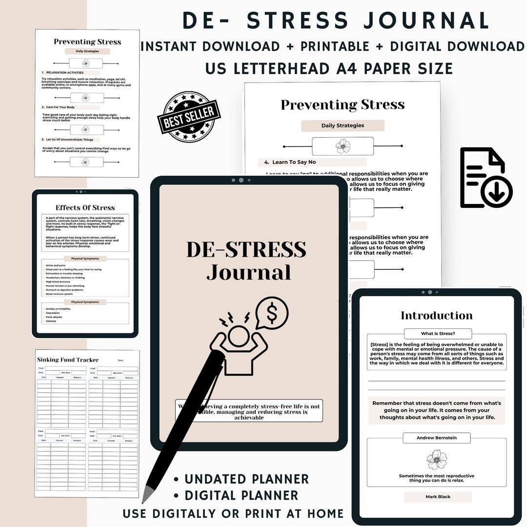 Stress Management Journal, Printable and Editable Template, Dealing ...