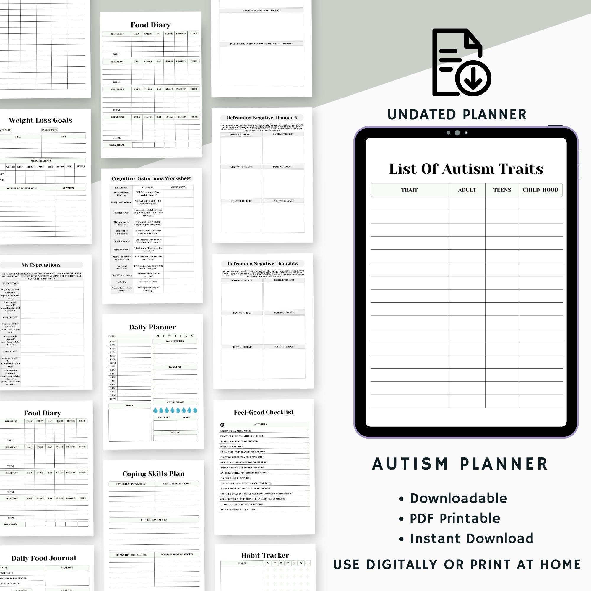 Printable Autism Planner, Autism Planner Adult, Daily Planner for ...