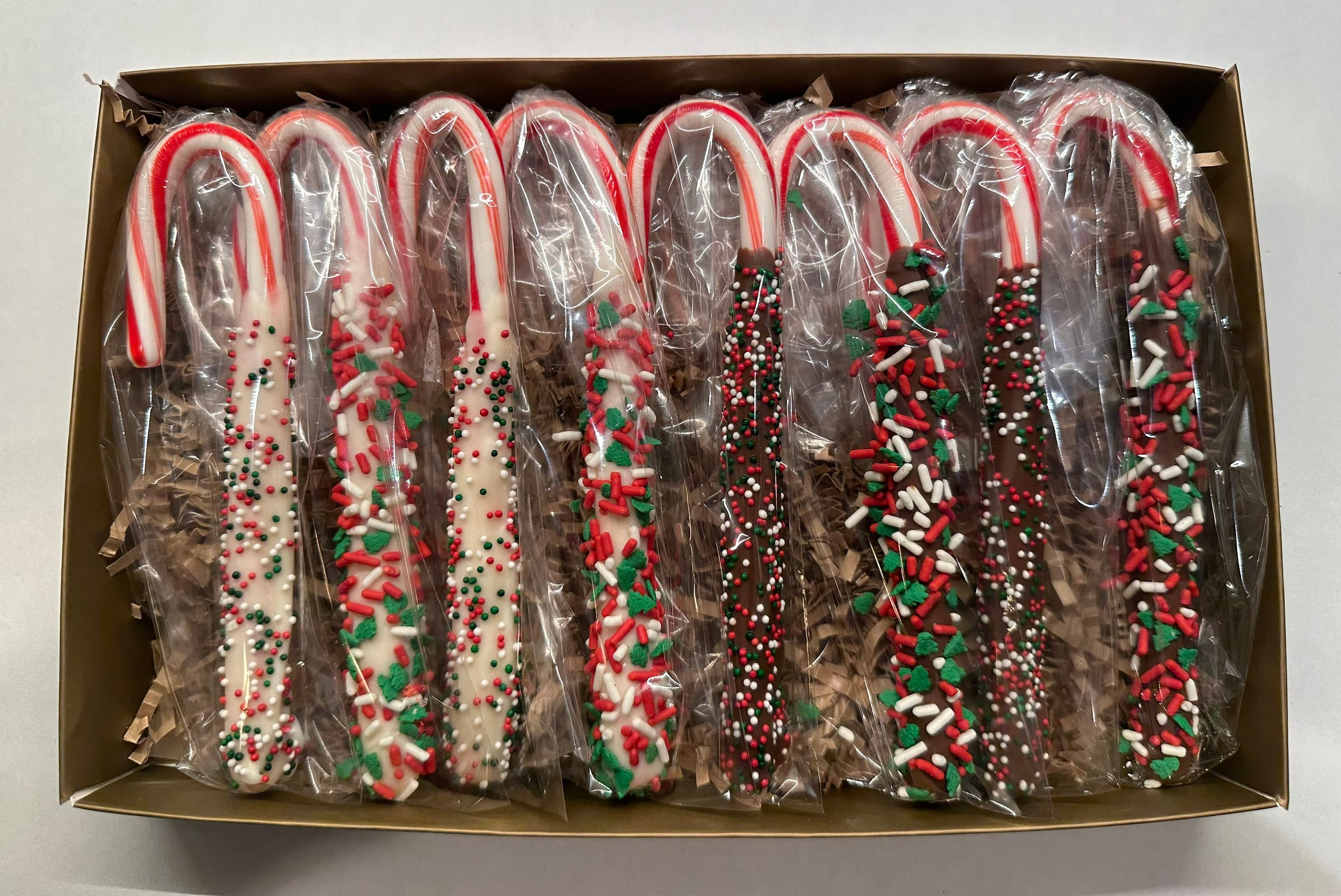8-chocolate Covered Candy Canes - Etsy