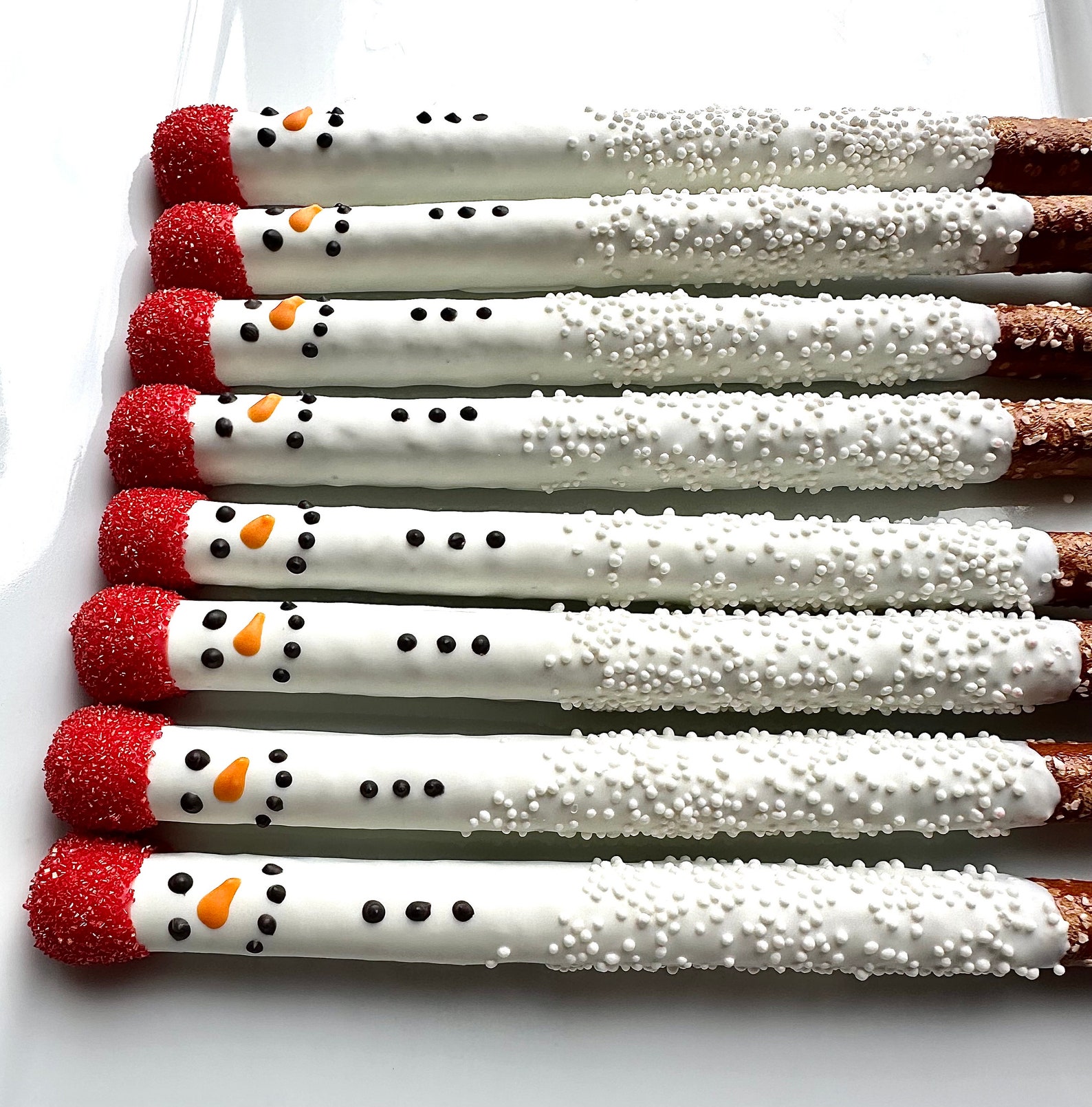 12-snowmen Chocolate Covered Pretzels for Party Favors/snowman Party - Etsy