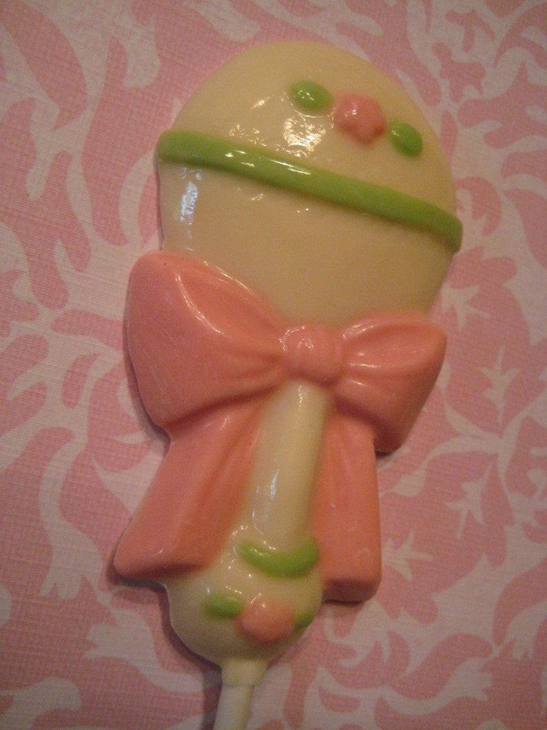 12-sweet White Chocolate Baby Rattle Lollipop Favors for - Etsy