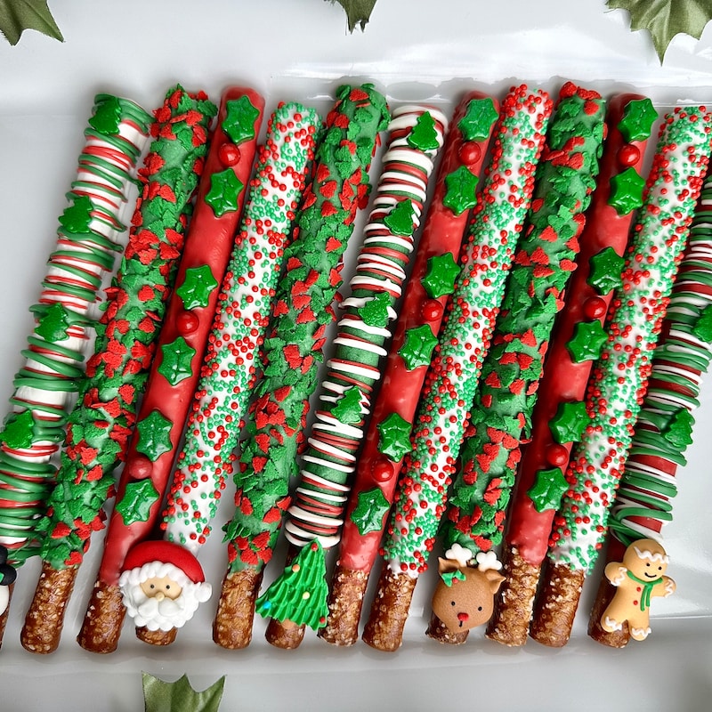 Christmas Pretzel Rods - Etsy
