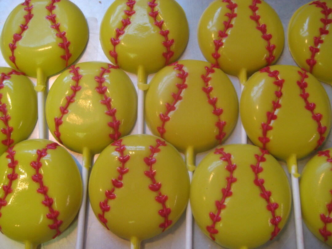 24-chocolate Softball Lollipops - Etsy