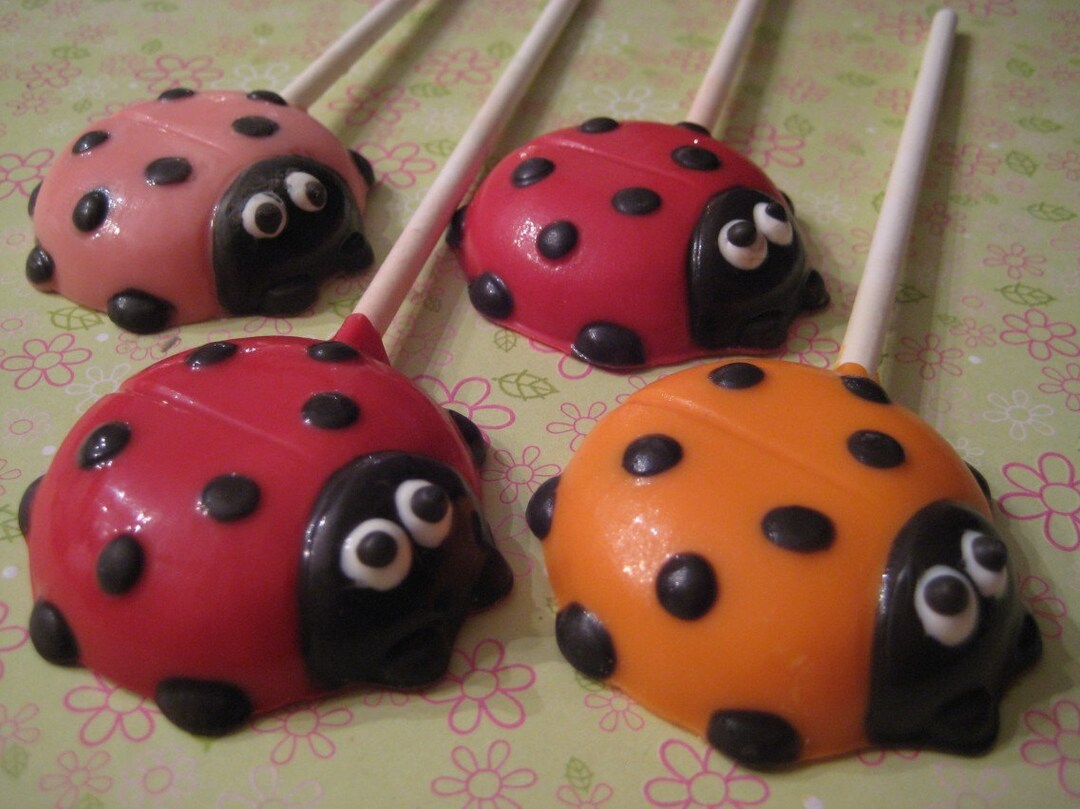 12-chocolate Ladybug Lollipop Favors - Etsy