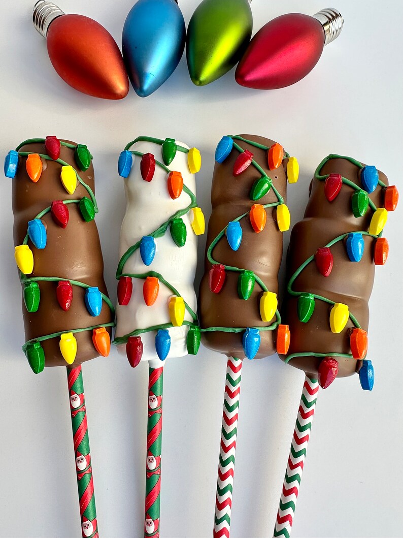 12-christmas Lights Chocolate Covered Triple Marshmallow Pops for ...
