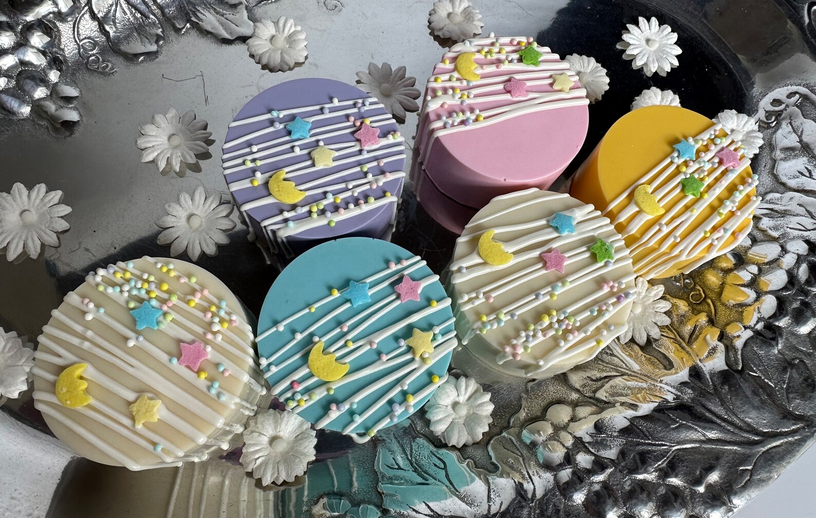 12-moon & Stars White Chocolate Cake Pucks for Birthday Party - Etsy