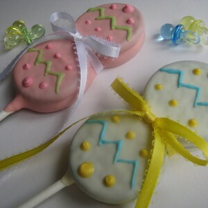 12-baby Rattles DOUBLE Chocolate Covered Oreo Pops - Etsy