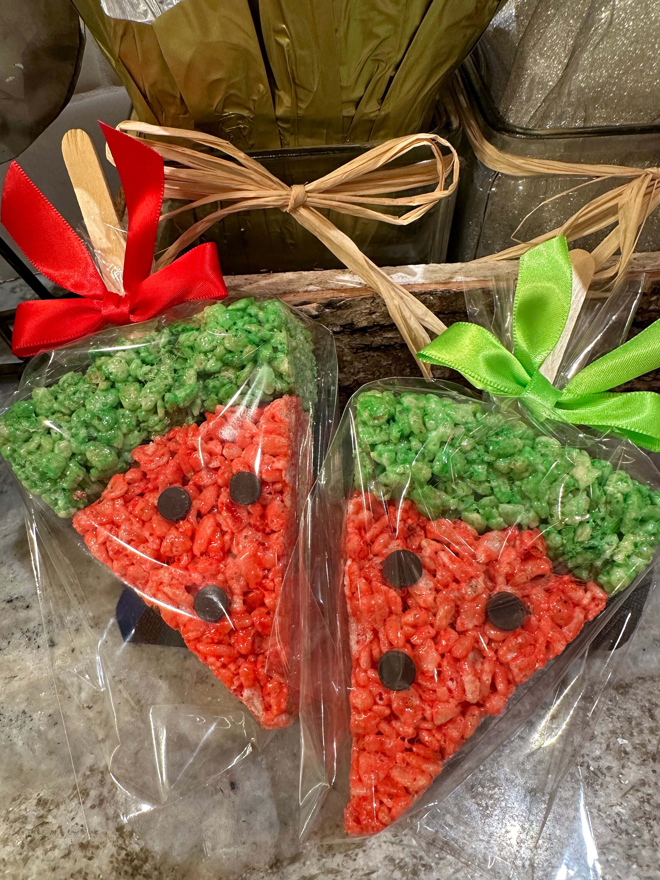 8 Slices of Watermelon Rice Krispie Treats for Birthday Parties/party ...