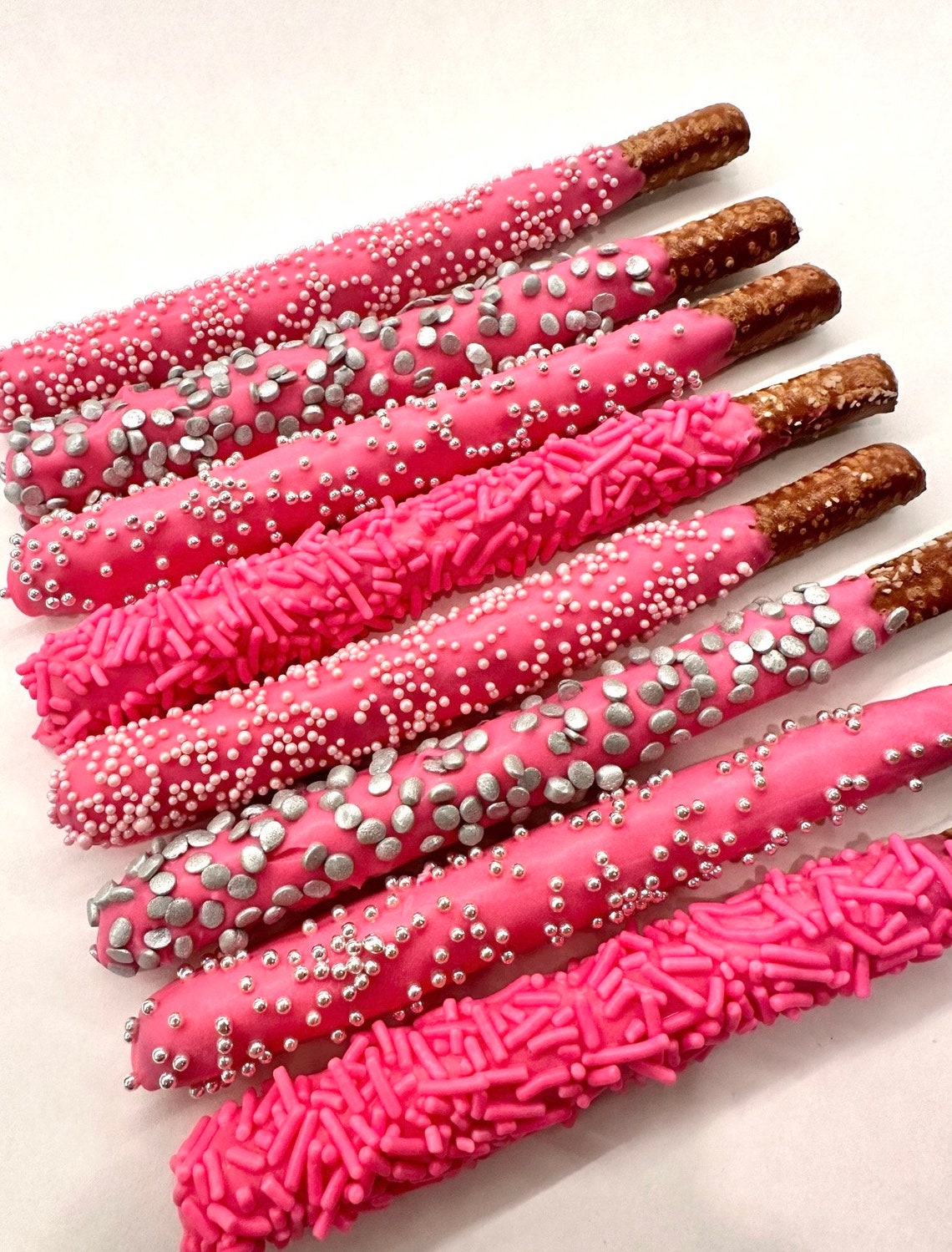 12-hot Pink Chocolate Covered Pretzels - Etsy