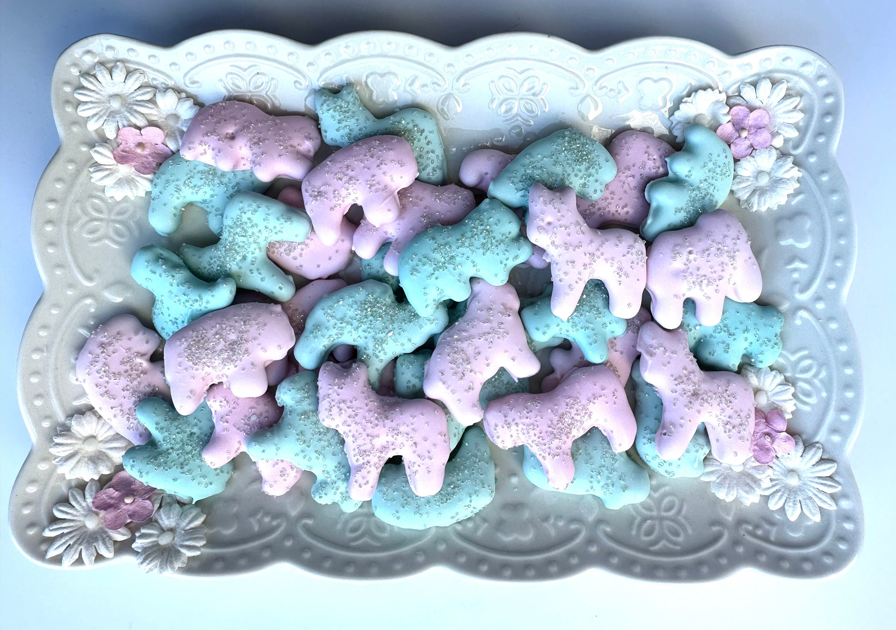 Chocolate Covered Animal Crackers in Pastel Pink and Blue for Baby ...