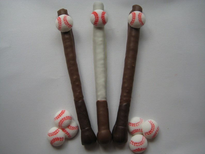 12-baseball Bat Chocolate Covered Pretzel Rods - Etsy