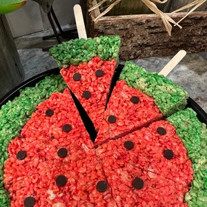 8 Slices of Watermelon Rice Krispie Treats for Birthday Parties/party ...