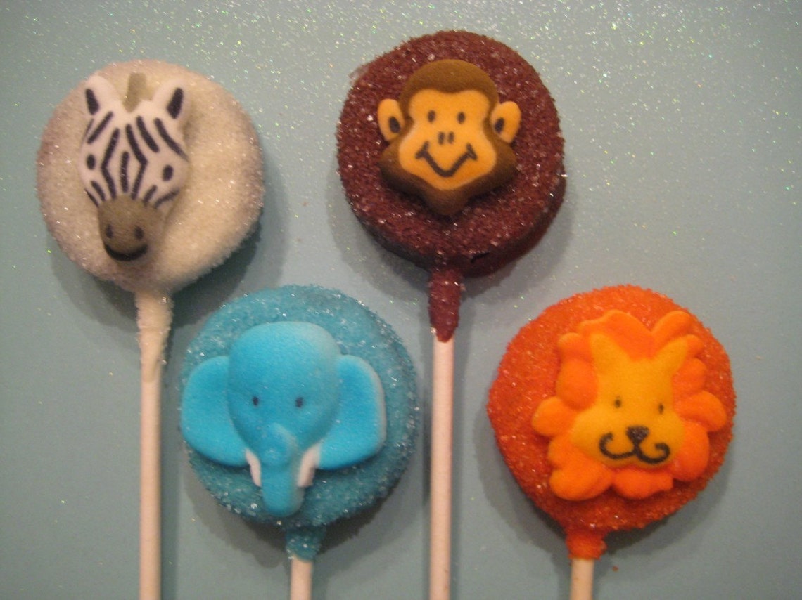 24-safari Animals-chocolate Covered Oreo Pop Favors - Etsy