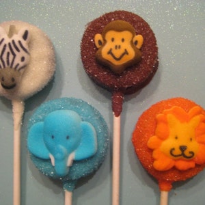 24-safari Animals-chocolate Covered Oreo Pop Favors - Etsy