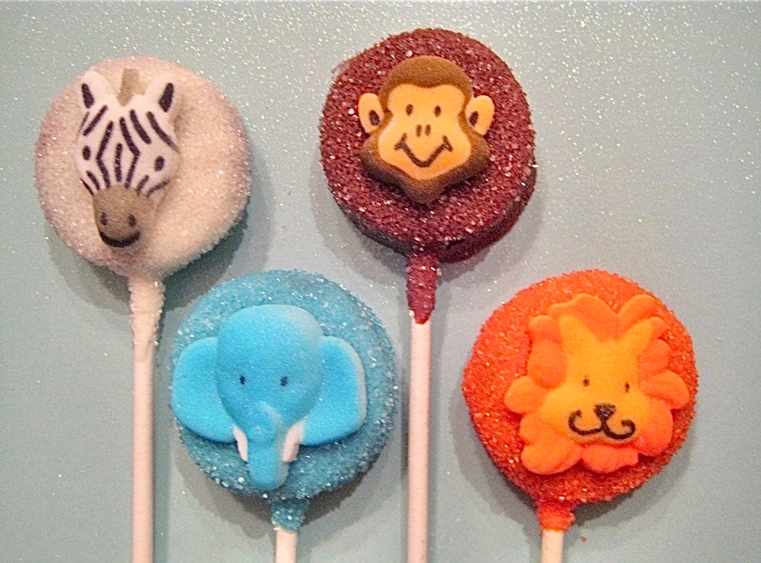 24-safari Animals-chocolate Covered Oreo Pop Favors - Etsy
