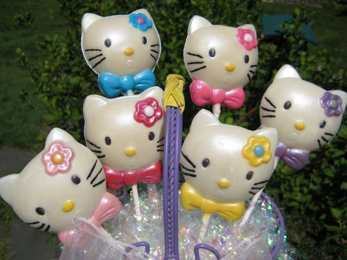 24-say Hello to My Sparkling Kitty Kat White Chocolate Lollipop Favors ...
