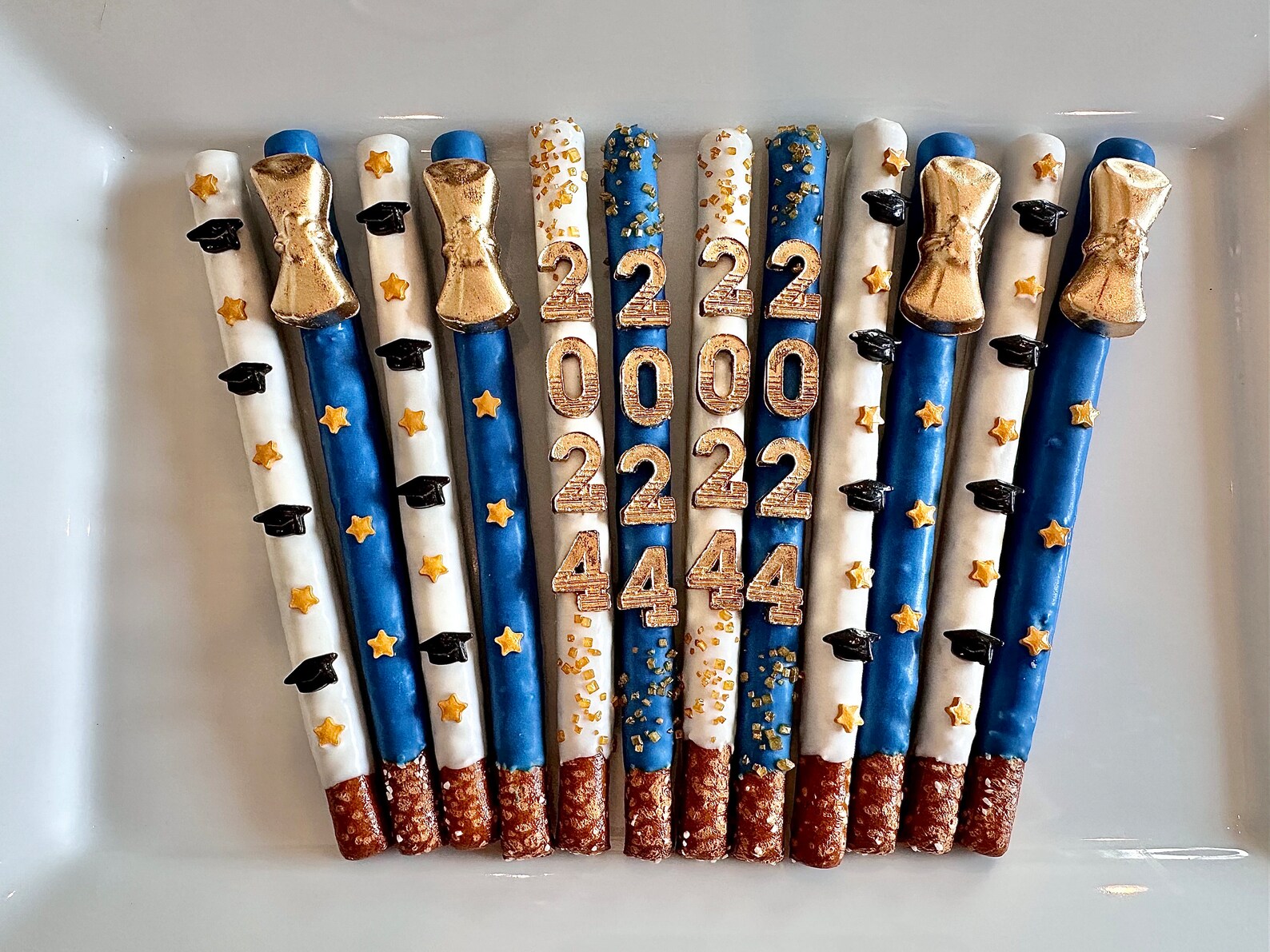 12-graduation 2024 Gold Diploma Chocolate Covered Pretzel Rods for ...