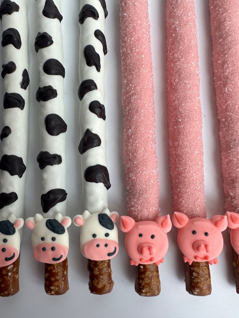 12-farm Animal Chocolate Covered Pretzels for Birthday - Etsy