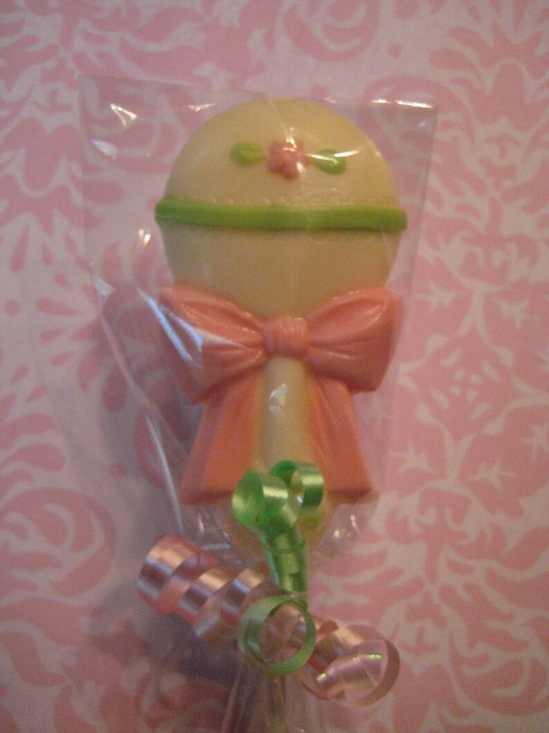 12-sweet White Chocolate Baby Rattle Lollipop Favors for - Etsy