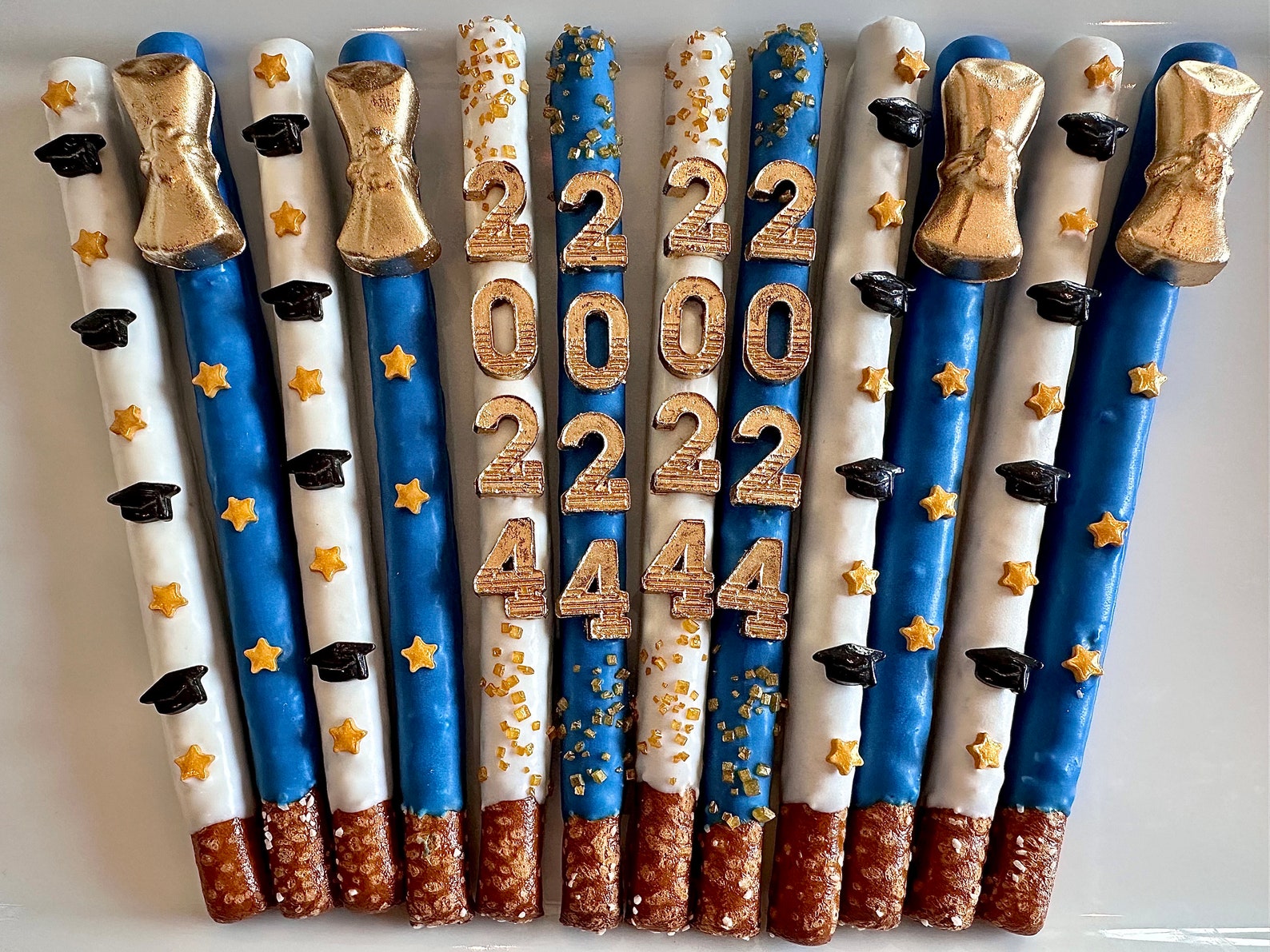 12-graduation 2024 Gold Diploma Chocolate Covered Pretzel Rods for ...