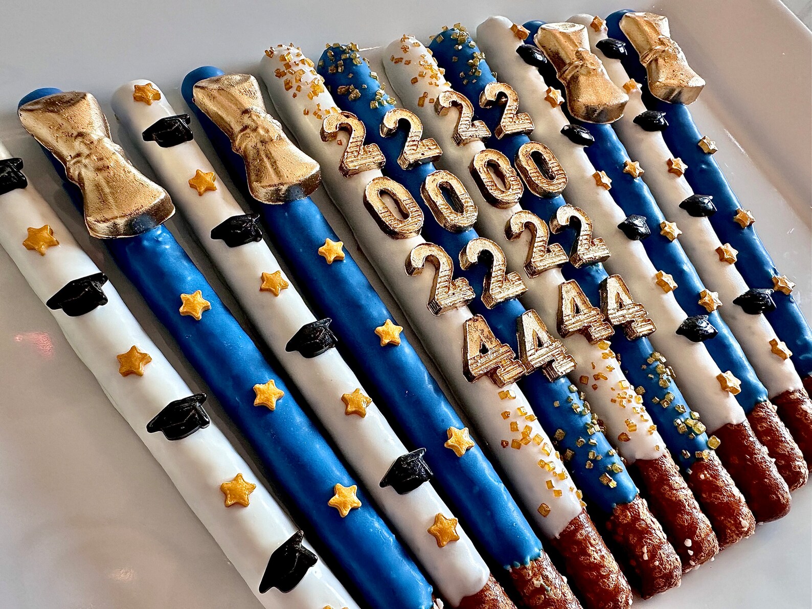 12-graduation 2024 Gold Diploma Chocolate Covered Pretzel Rods for ...