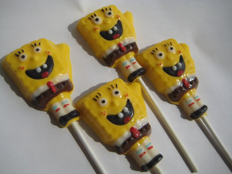 12-chocolate Spongebob Squarepants Lollipop Favors for Birthday Party ...