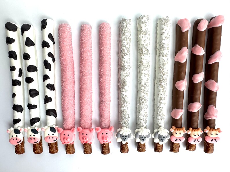 12-farm Animal Chocolate Covered Pretzels for Birthday - Etsy