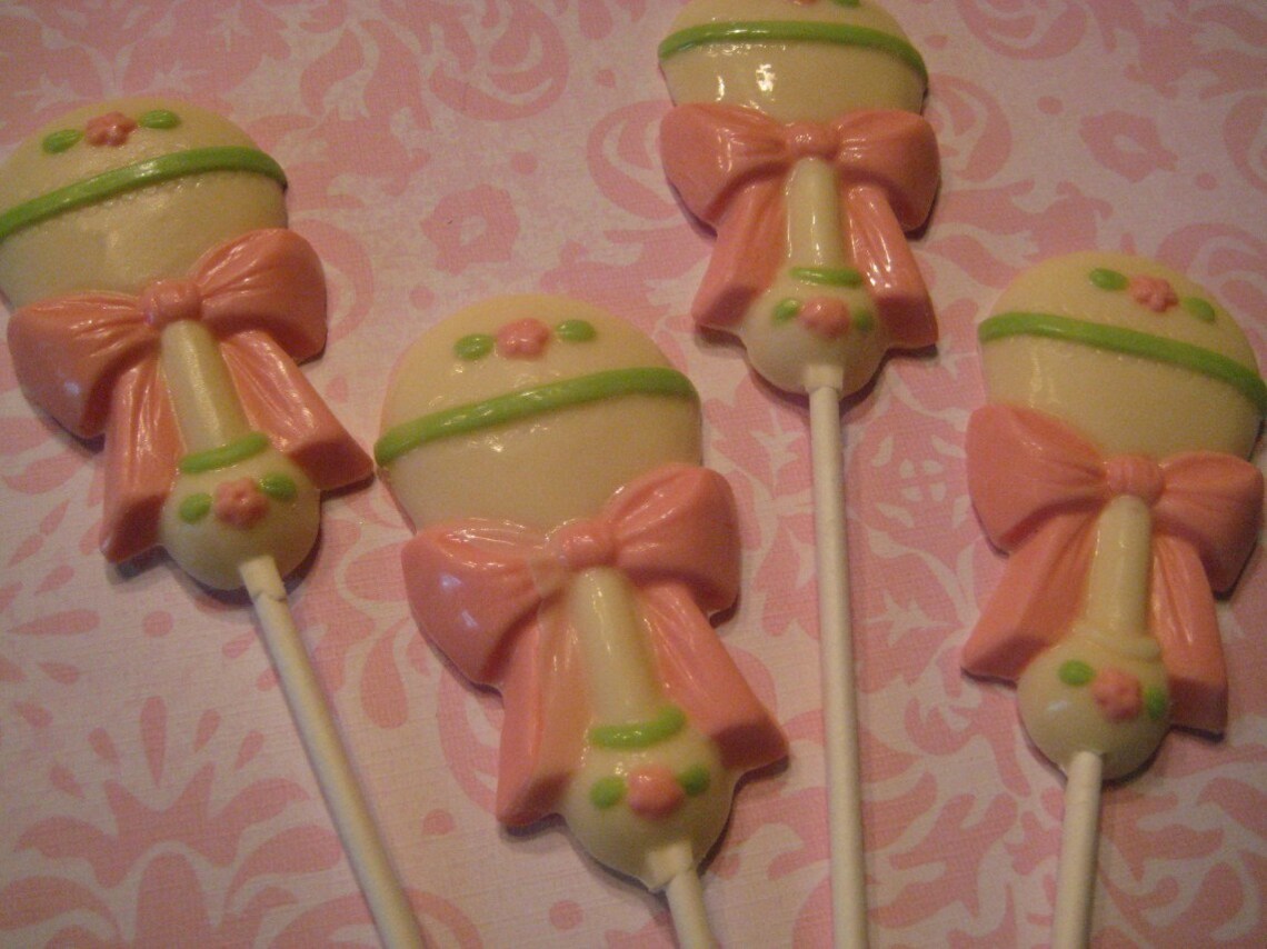 12-sweet White Chocolate Baby Rattle Lollipop Favors for - Etsy