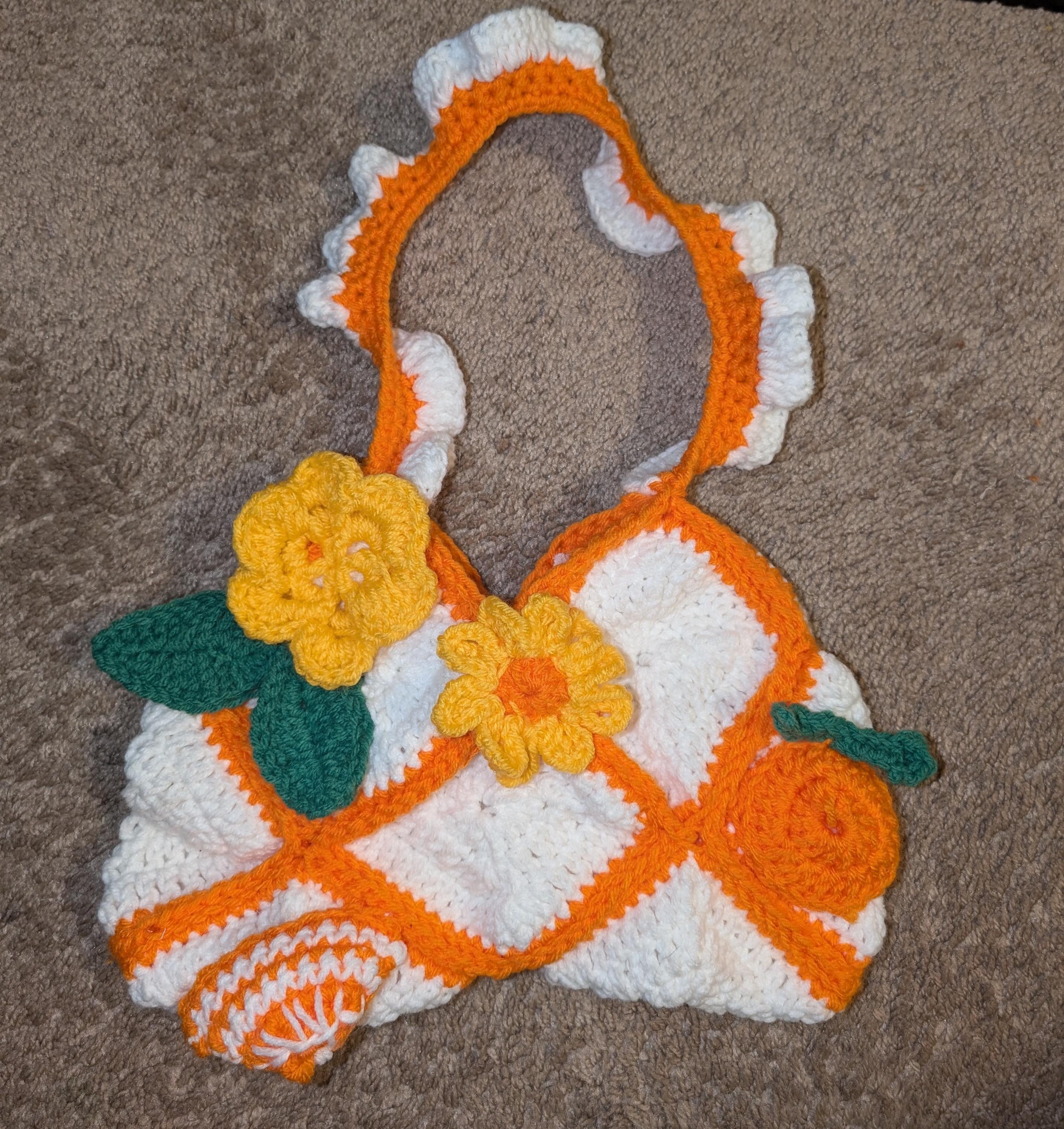 Orange and White Granny Square Purse - Etsy