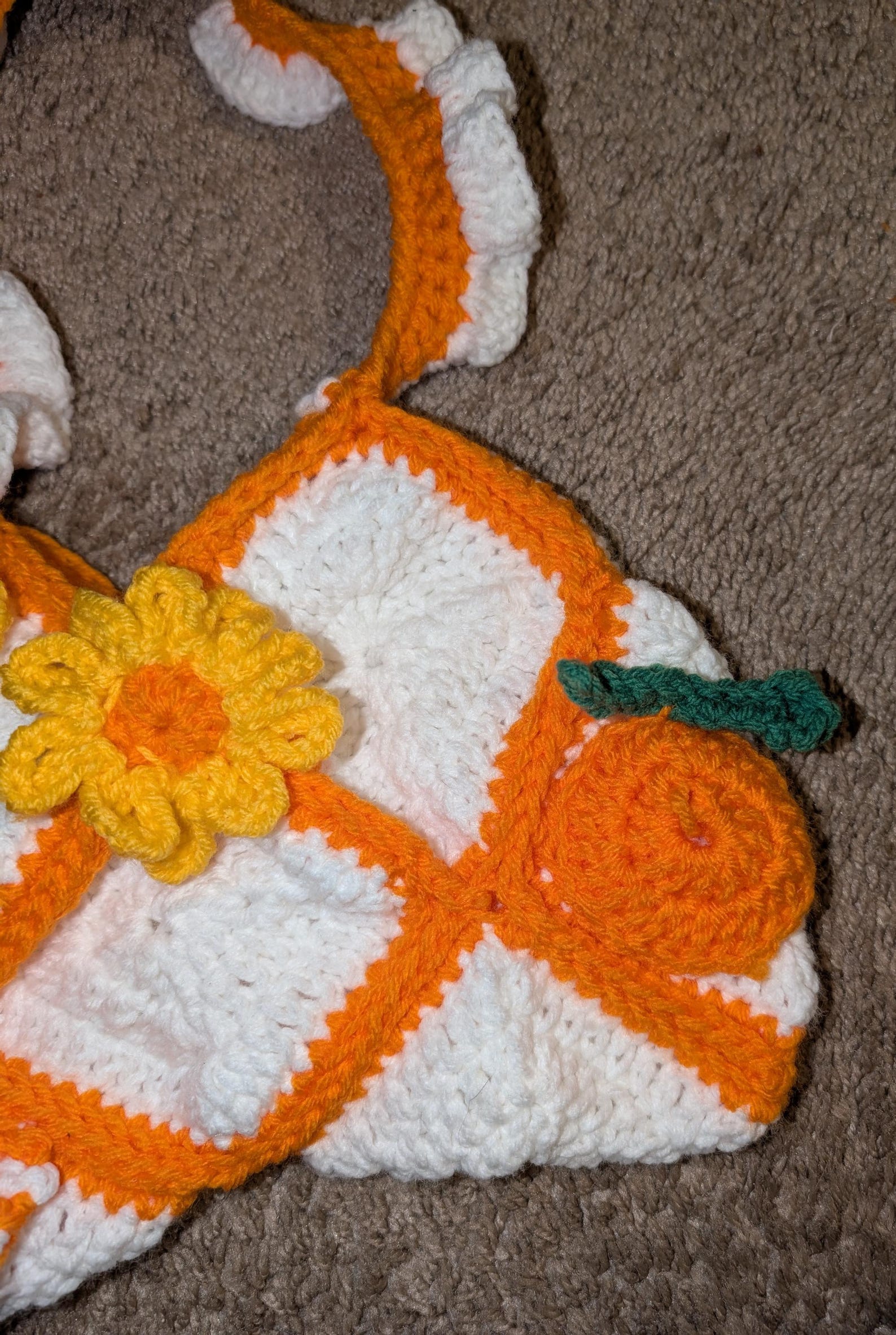 Orange and White Granny Square Purse - Etsy