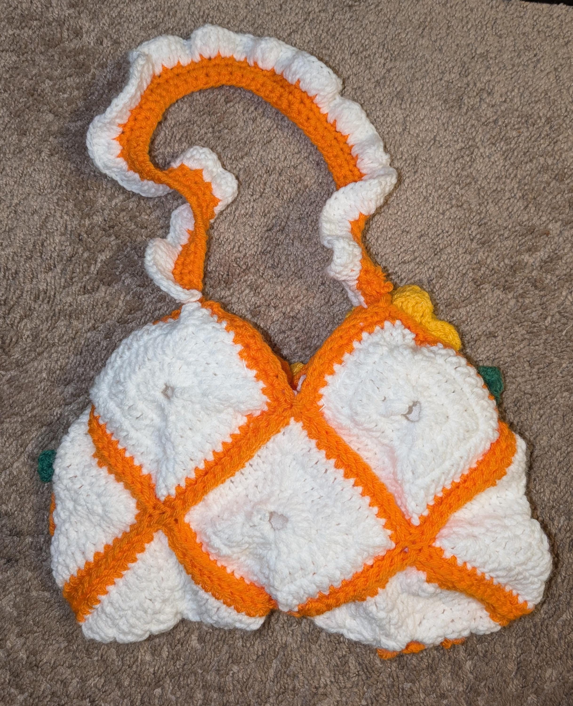 Orange and White Granny Square Purse - Etsy