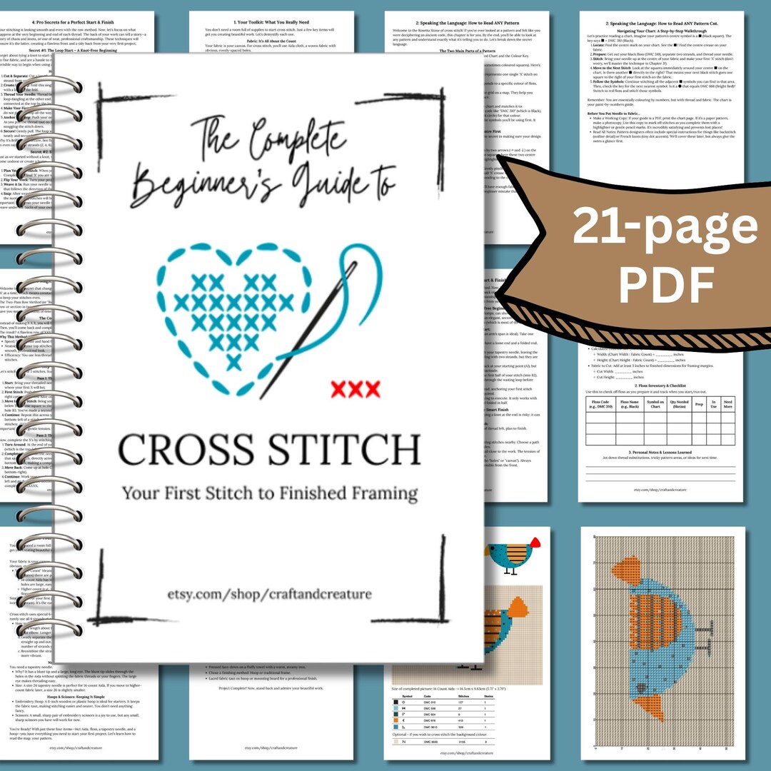 Complete Beginner's Guide to Cross Stitch, Bird Embroidery Pattern, PDF ...