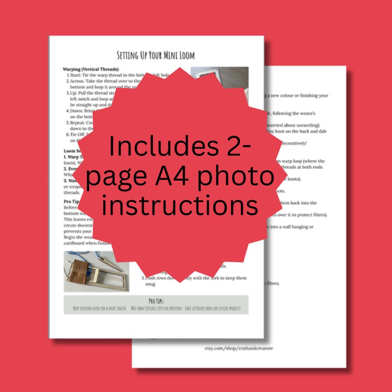 Beginner Weaving Kit Mini Wood Loom Illustrated Weaving Guide Learn to Weave Bookmark Art ...