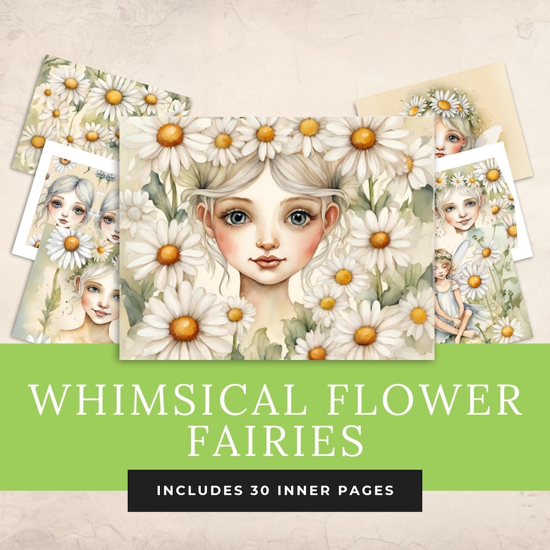 Fairy Junk Journal Digital Paper Flower Fairies Girl Whimsical Card ...