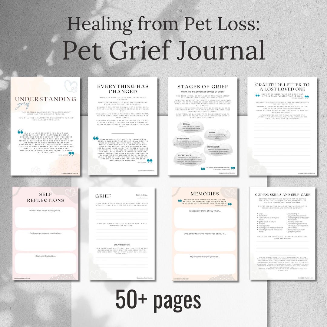 Pet Loss Gift Journal Digital Worksheet Dog Memorial Gift Dog ...