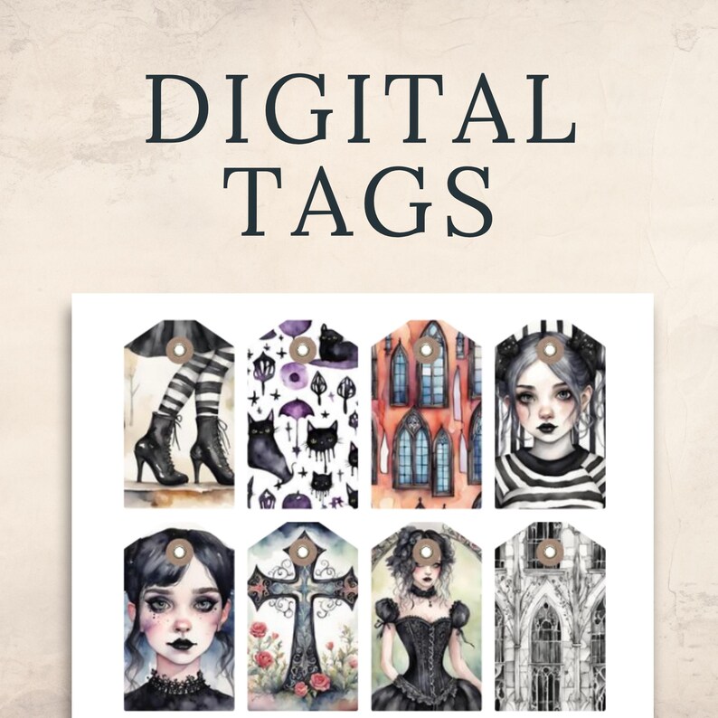 Goth Girl Junk Journal Digital Paper Gothic Whimsical Blue Card Goth ...