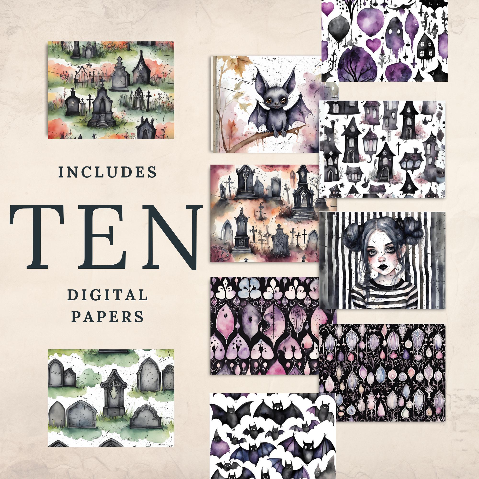 Goth Girl Junk Journal Digital Paper Gothic Whimsical Blue Card Goth ...