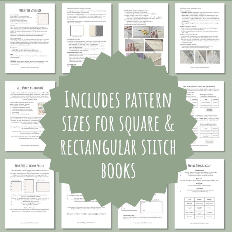 Stitchbook PDF Pattern Fabric Journal Template Embroidery Mixed Media ...
