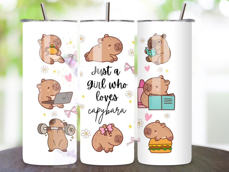 Capybara Tumbler Wrap PNG: Don't Worry Be Capy - 20 Oz (digital Design ...