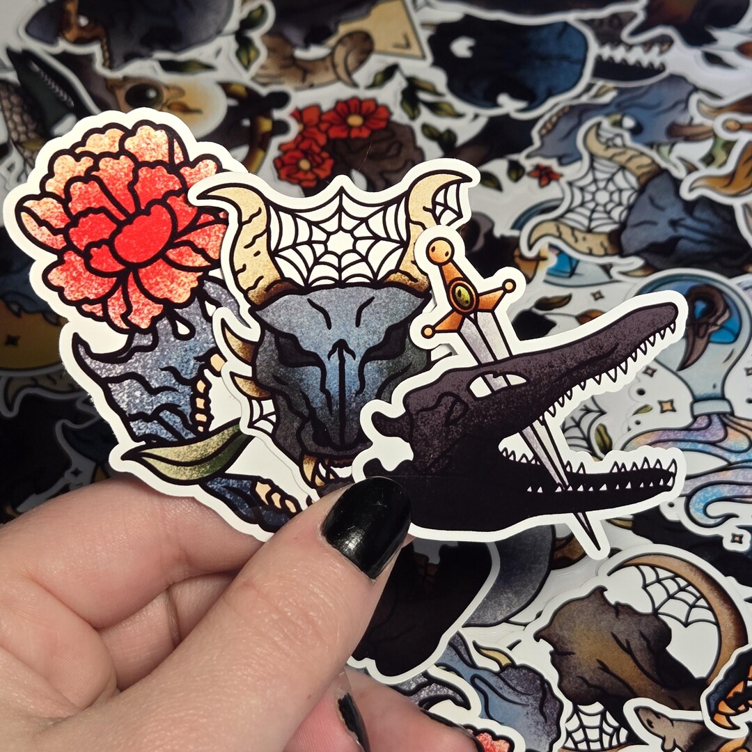 5-20pc Gothic Animal Skull Sticker, Glossy Vinyl, Water Resistant - Etsy