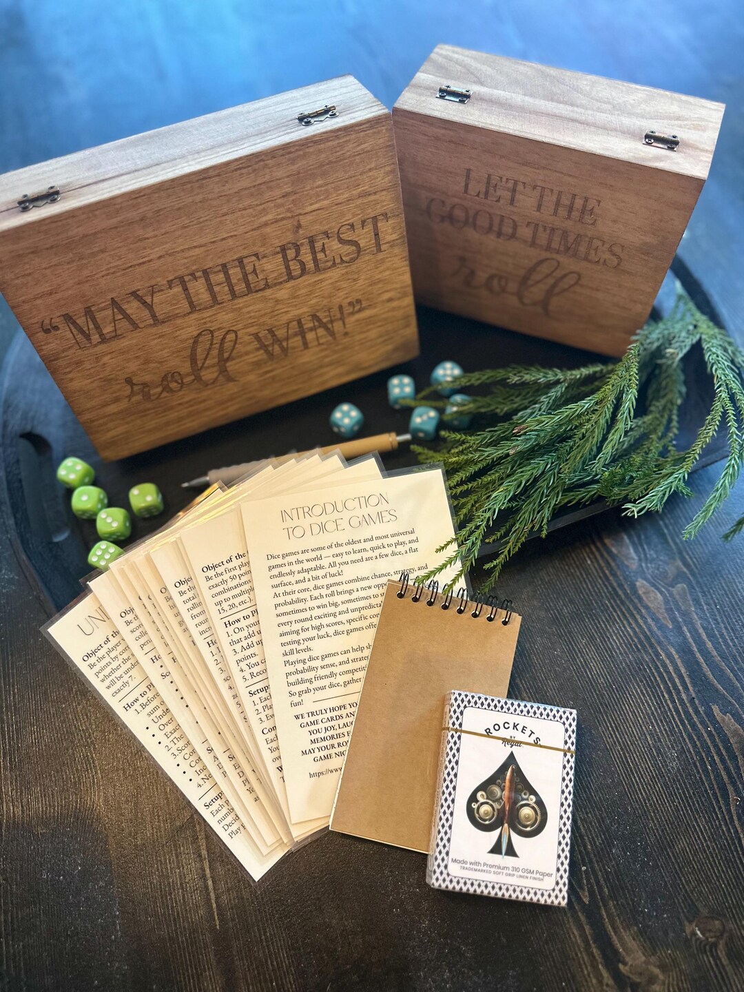 Game Night Box With Dice, Deck of Cards, Game Directions, Notebook and ...