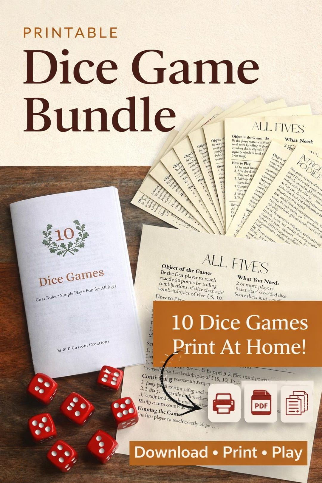 Dice Game Bundle - Cards and Booklet – Fun for Family & Seniors ...