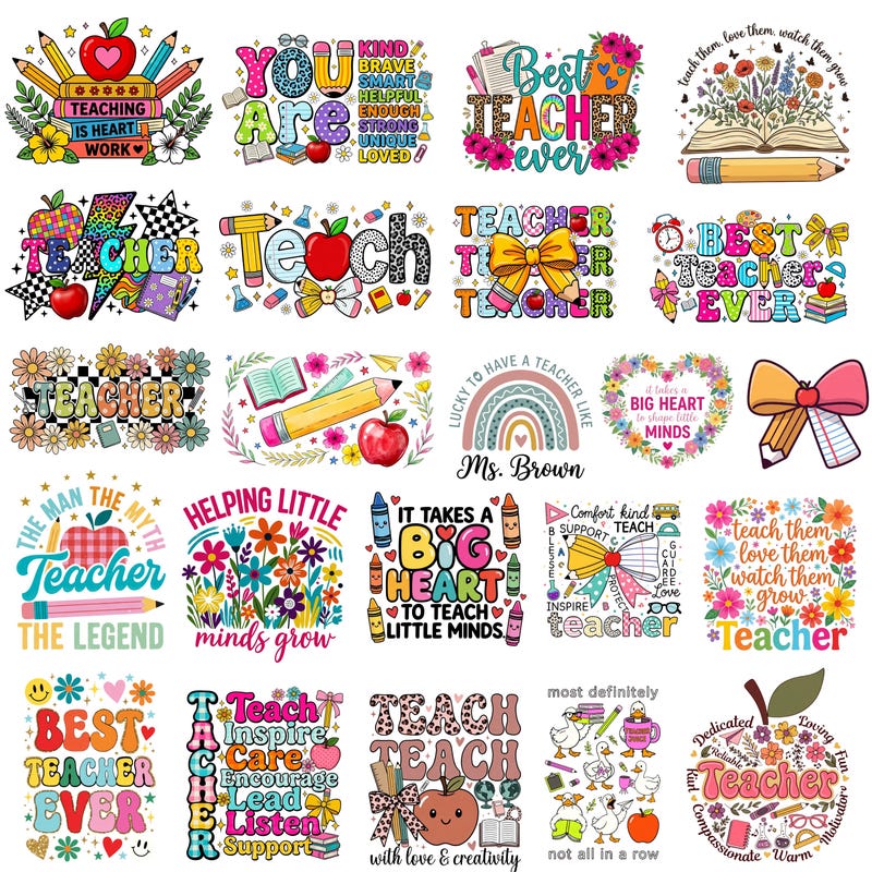 Boho School Clipart - Etsy