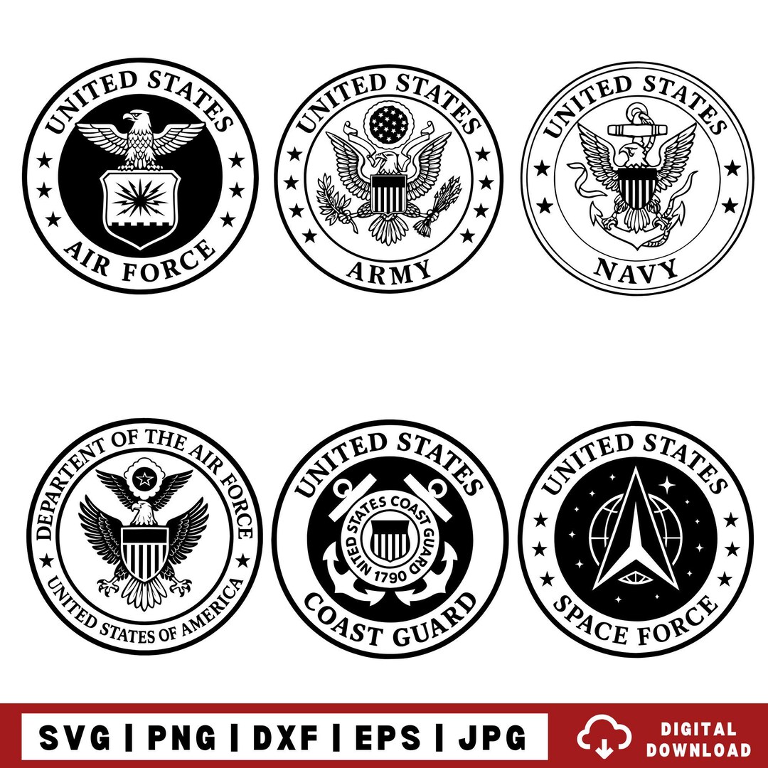 US Military Logo SVG Png Bundle, Army Svg, Navy Svg, Air Force, Coast ...