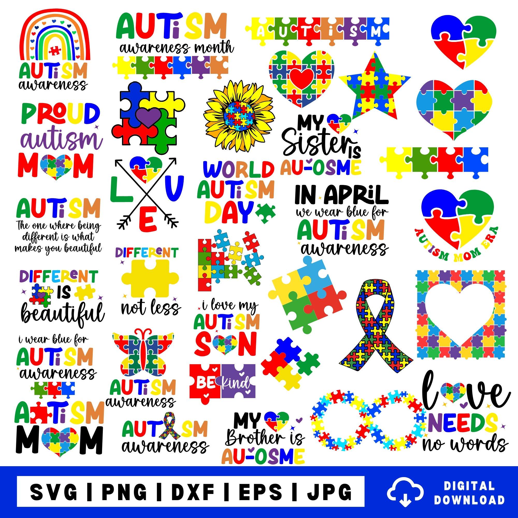45 Autism Svg, Austism Awareness Svg Bundle, Autism Quotes Bundle ...