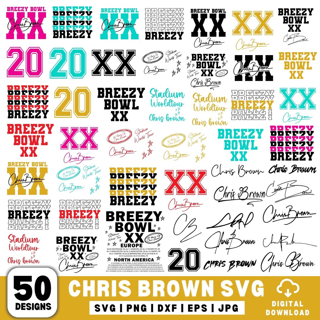 Chris Brown Breezy Bowl XX Tour Svg PNG, Design de camiseta Chris Brown ...