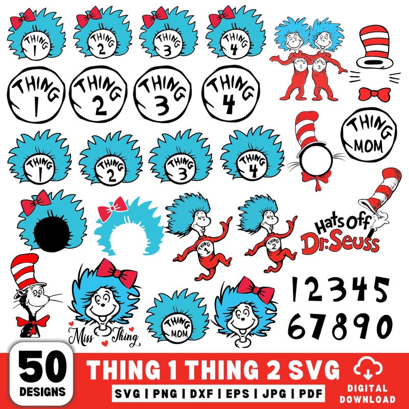Thing 1 and Thing 2 Svg - Etsy