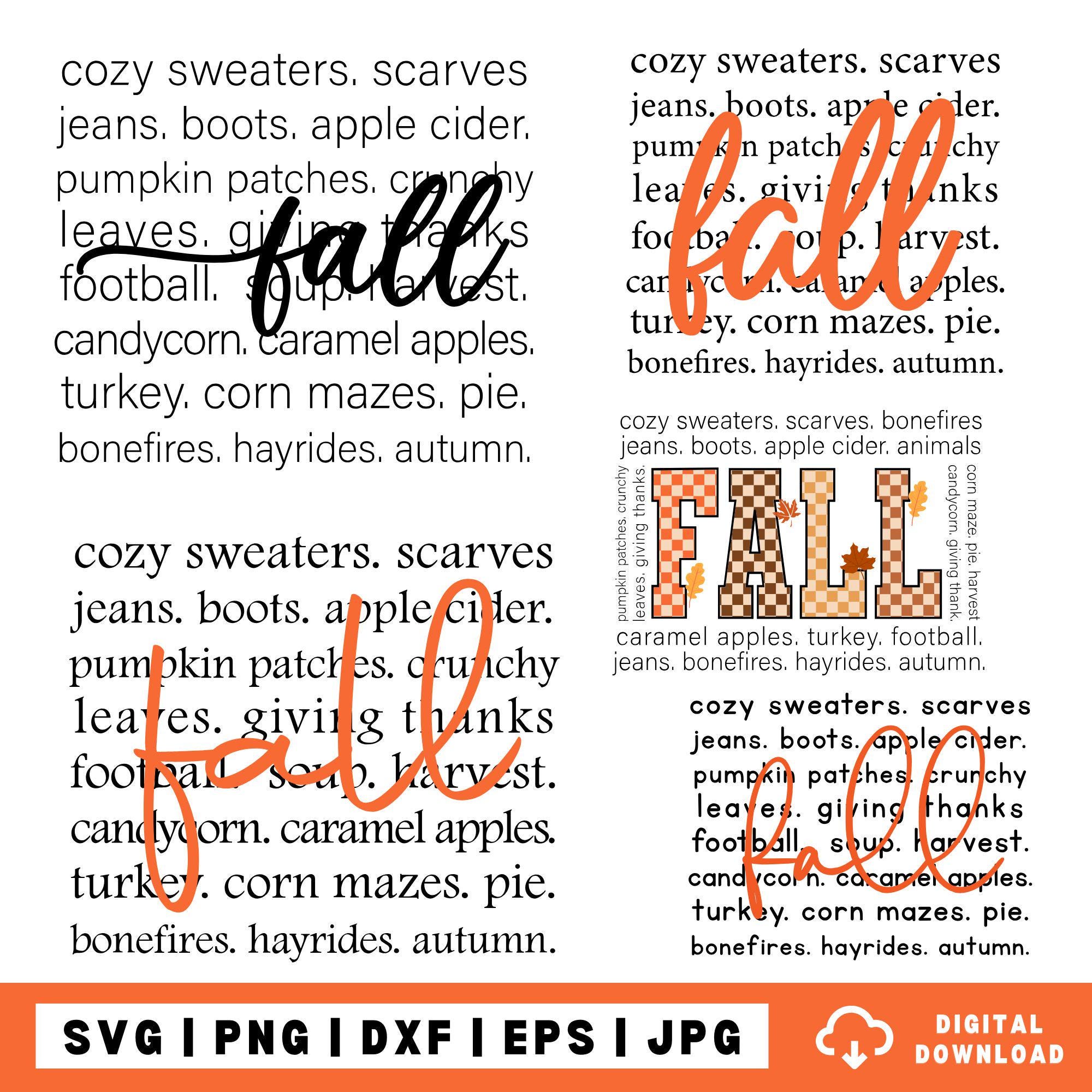 Fall Svg, Fall Png, Fall Words Svg Png, Fall Pumpkin Svg, Cozy Season ...