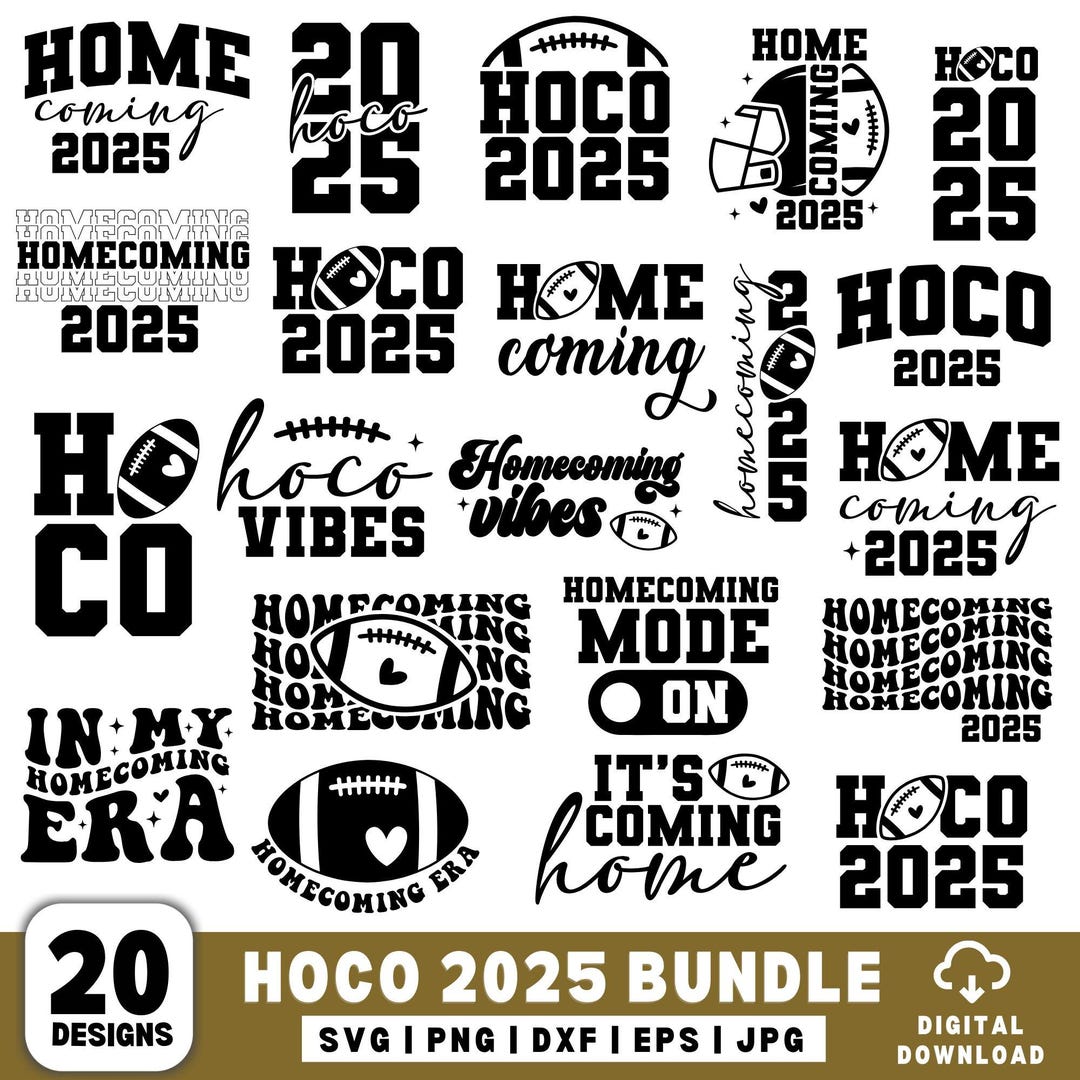 Hoco 2025 Svg Bundle, Home Coming Svg, Football High School Svg Png ...